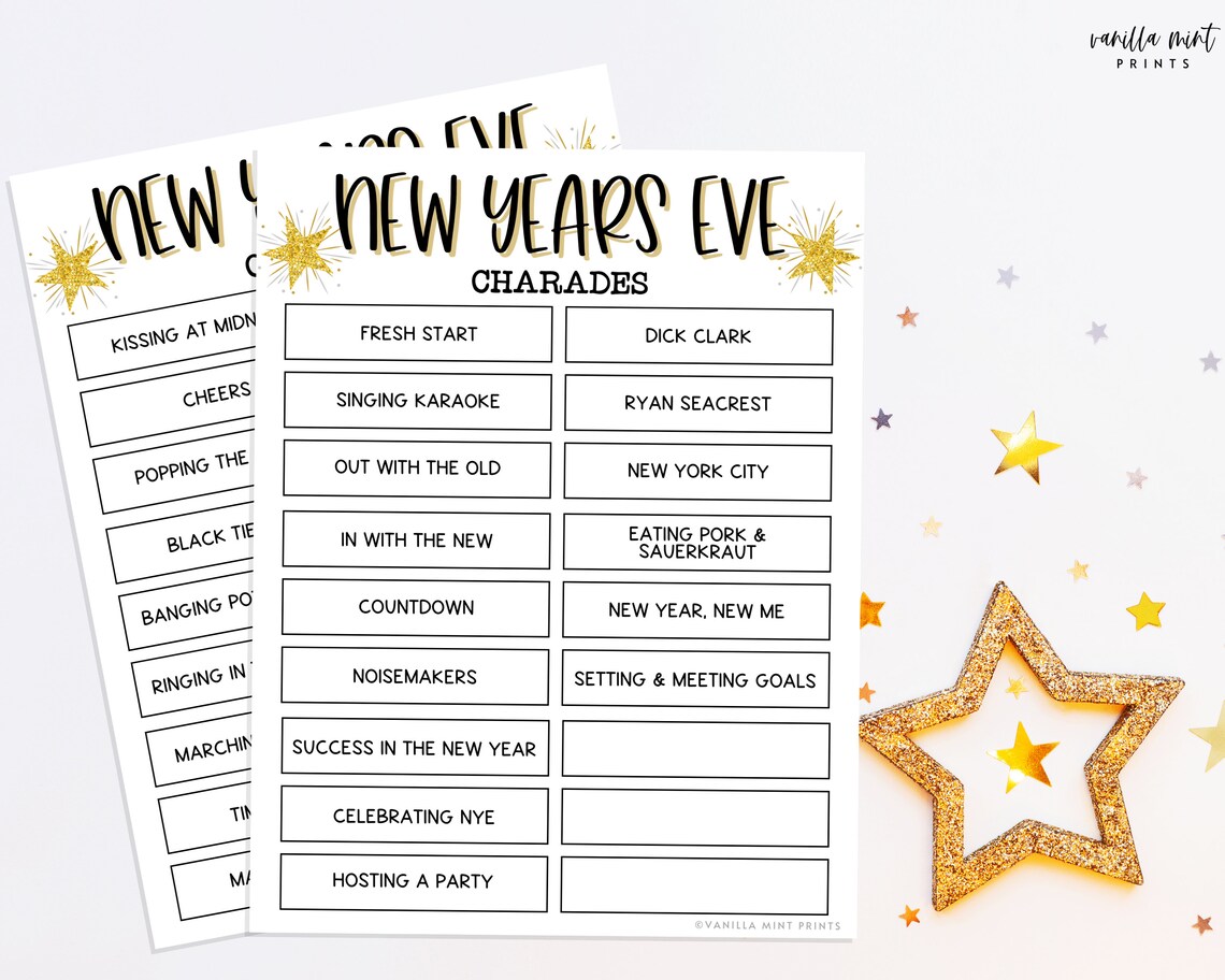 New Years Eve Charades Game Fun New Years Eve Party Games | Etsy