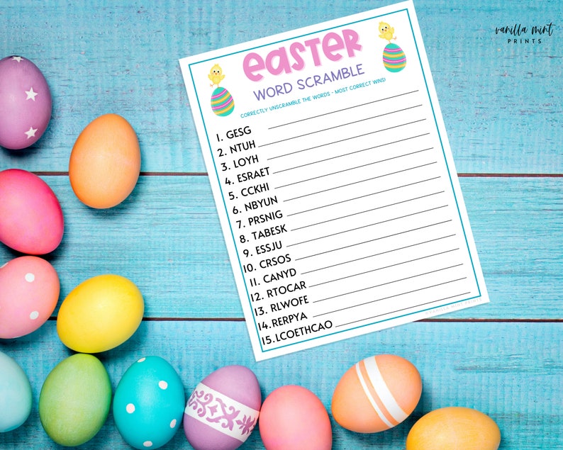 Easter Word Scramble Game Printable Easter Games Party | Etsy