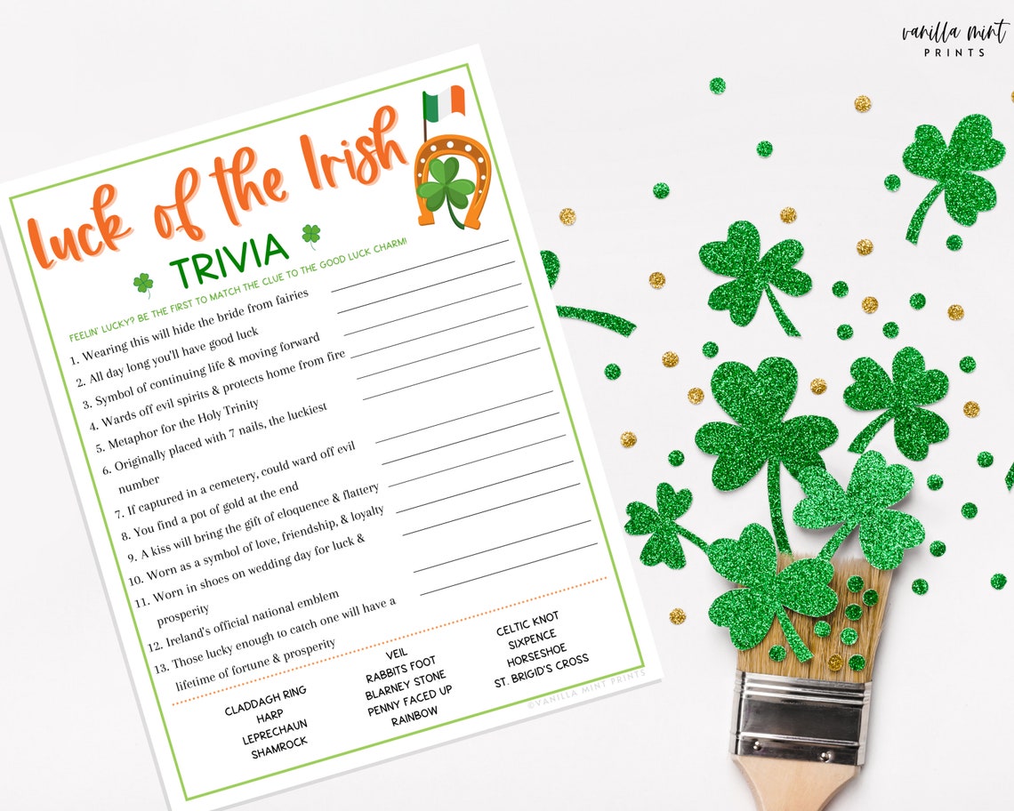 St. Patrick's Day Trivia Game Luck of the Irish - Etsy