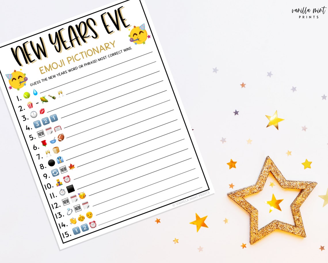 New Years Eve Emoji Pictionary Game Printable Games Fun - Etsy