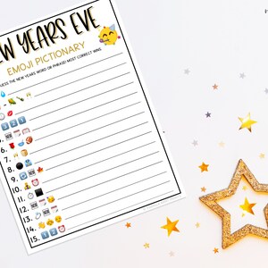 New Years Eve Emoji Pictionary Game Printable Games Fun New Years Eve ...