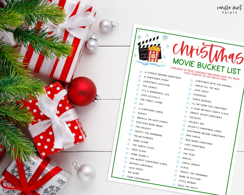 Christmas Movie Bucket List Game Xmas Watch List Fun - Etsy Canada