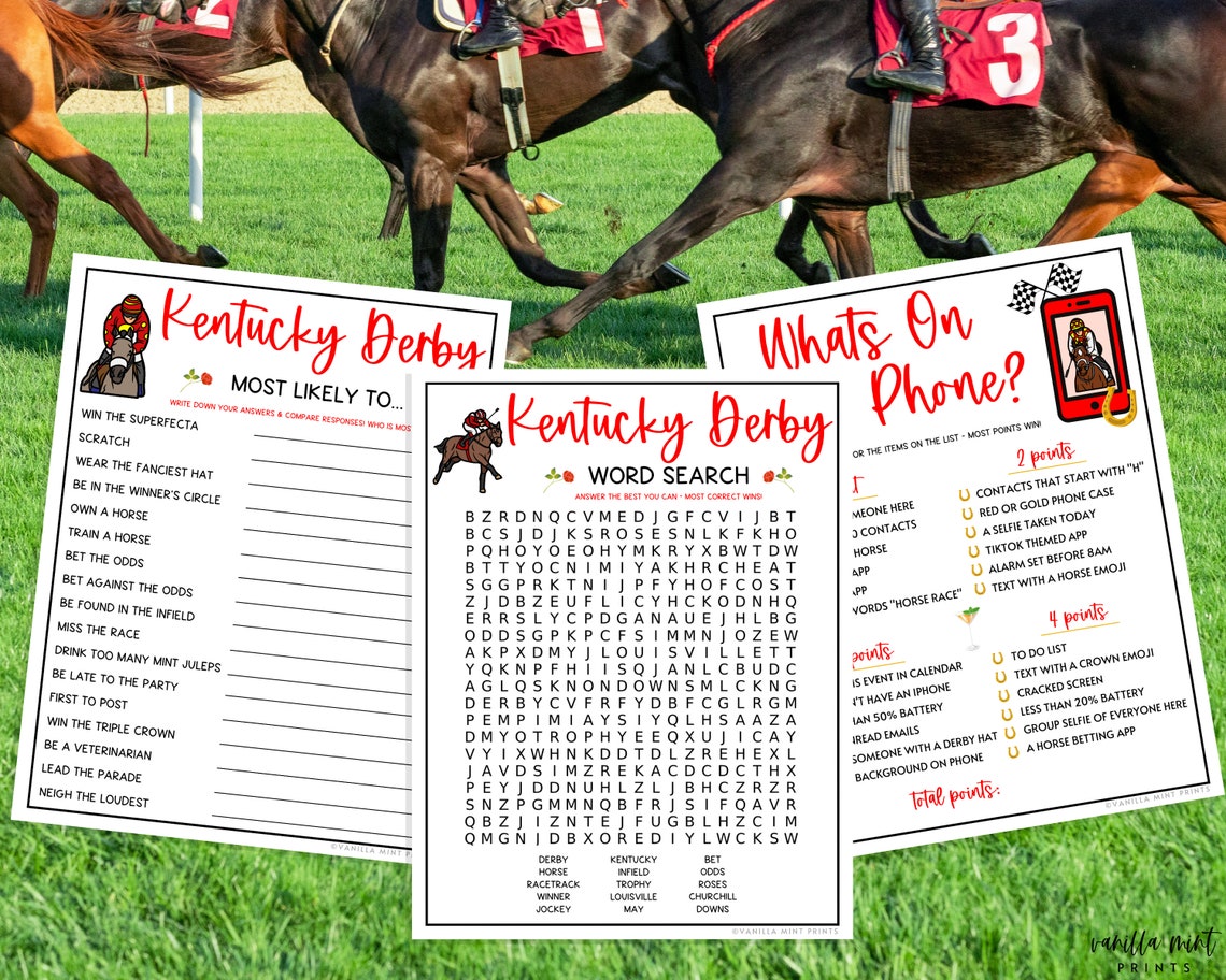 Kentucky Derby 10 Game BUNDLE Volume 1 Ten Horse Race Party - Etsy