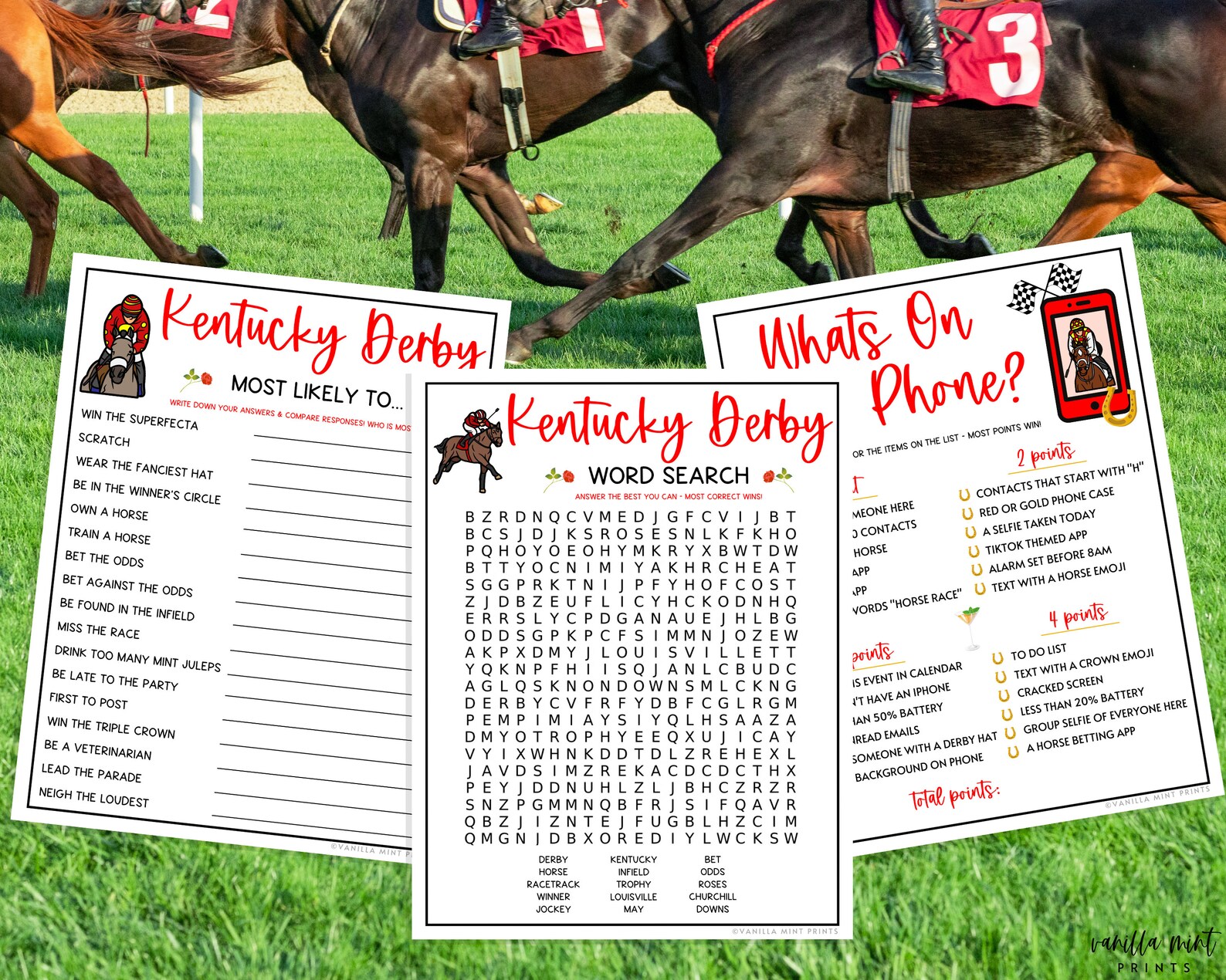 Kentucky Derby 10 Game BUNDLE Volume 1 Ten Horse Race Party - Etsy
