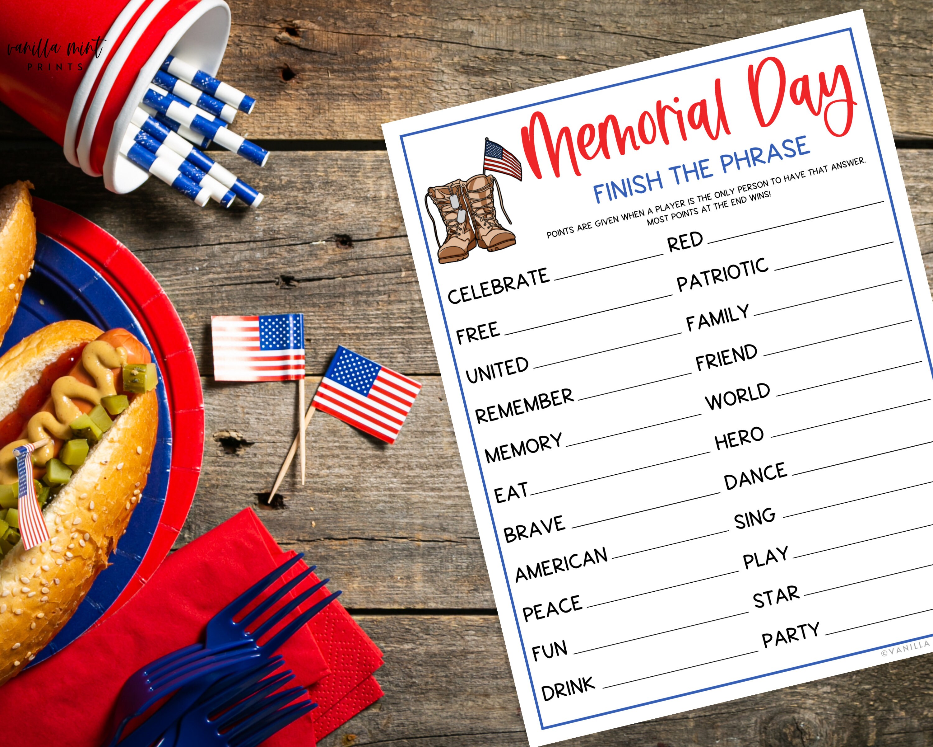 Memorial Day Finish the Phrase Game Printable Memorial Day - Etsy