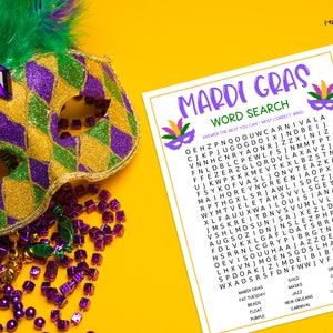 Mardi Gras Word Search | Fat Tuesday Party Games | Carnival | Mardi ...
