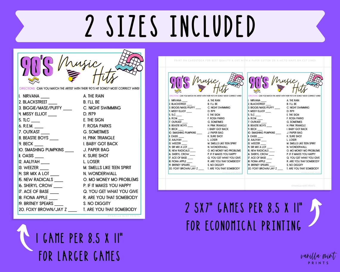 1990's Trivia 90s Music Hit Songs Trivia Music Trivia - Etsy