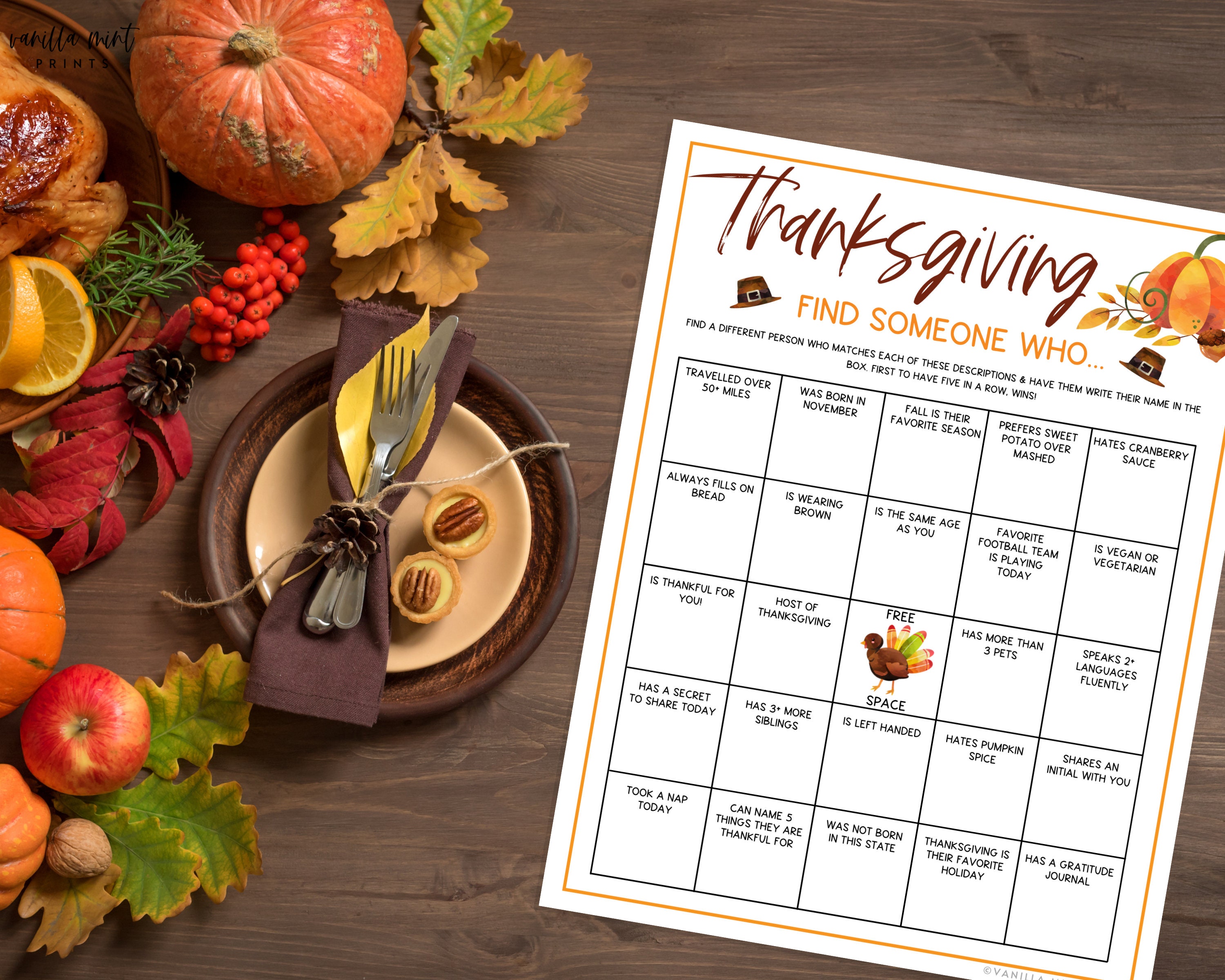 Thanksgiving Find Someone Who Game Thanksgiving Party Games - Etsy