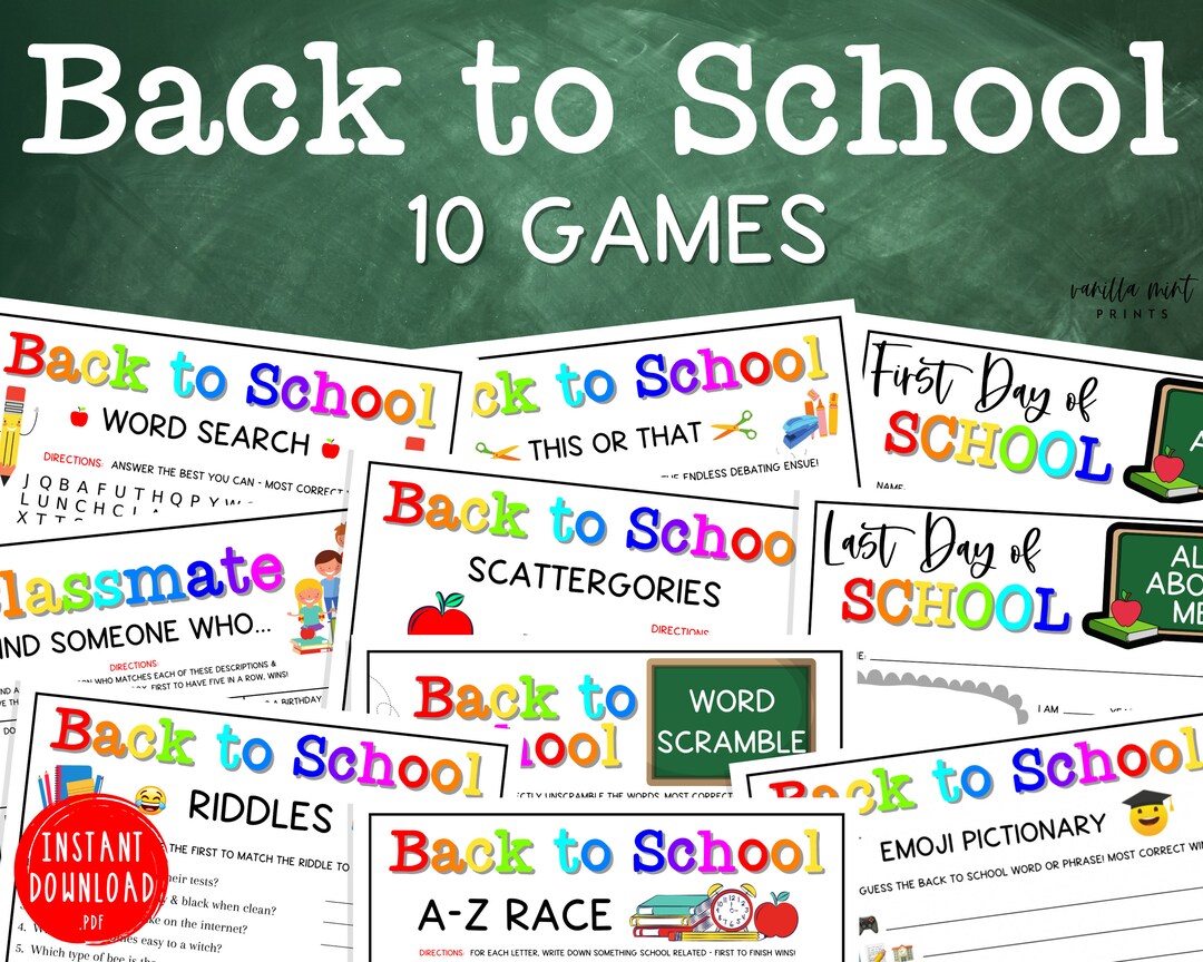 Back to School 10 Game BUNDLE First Day of School Activities - Etsy