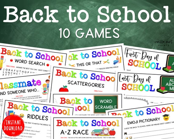 Back to School 10 Game BUNDLE First Day of School Activities | Etsy