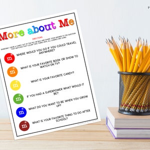 More About Me Icebreaker Game Back to School First Day of - Etsy