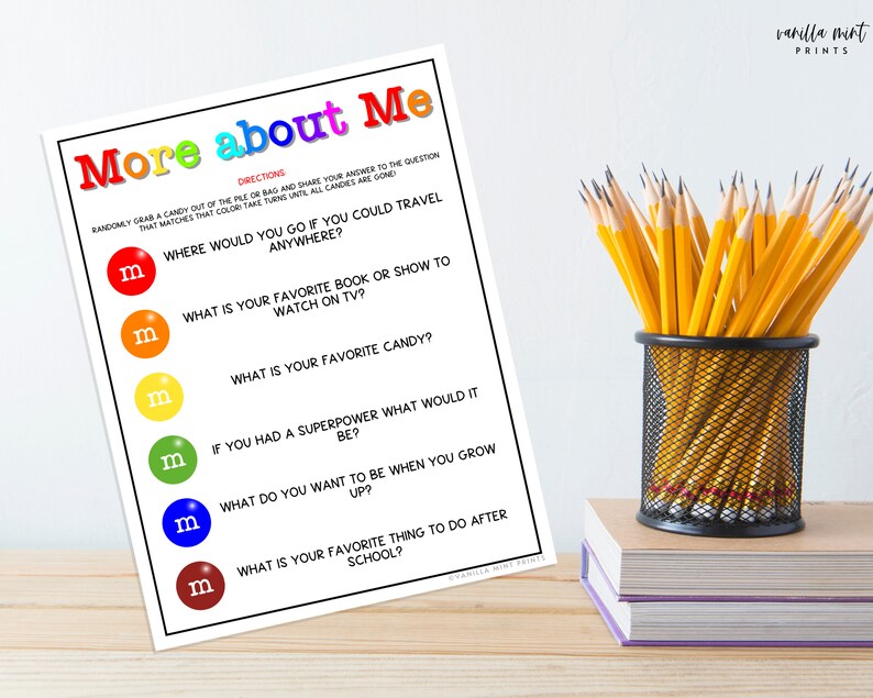 More About Me Icebreaker Game Back to School First Day of - Etsy