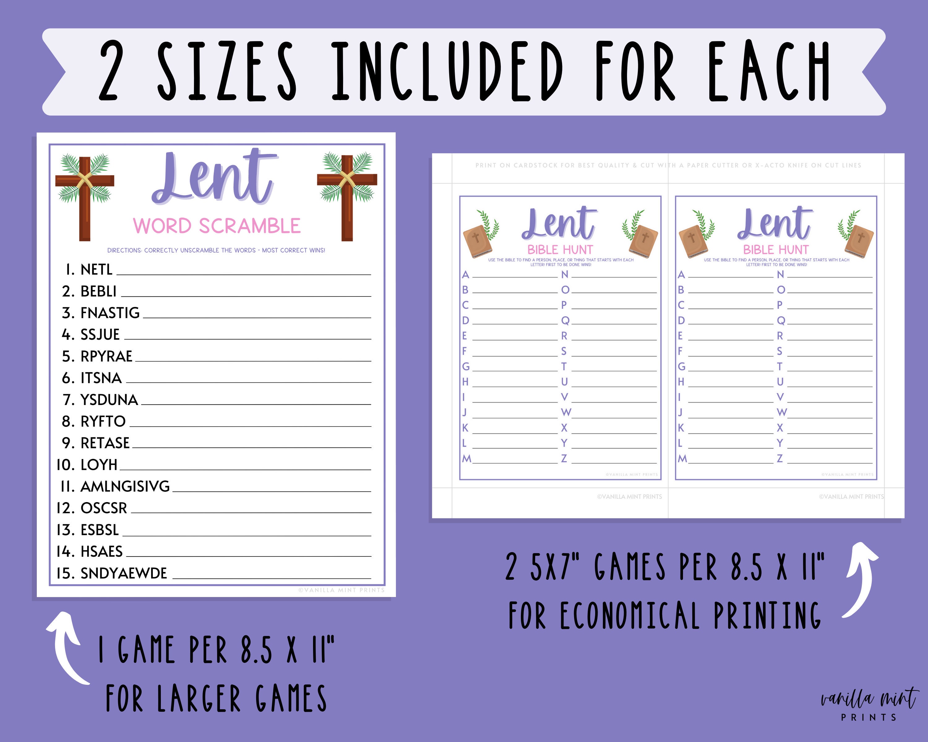 Lent 7 Game Activity Bundle Seven Printable Party Games | Etsy