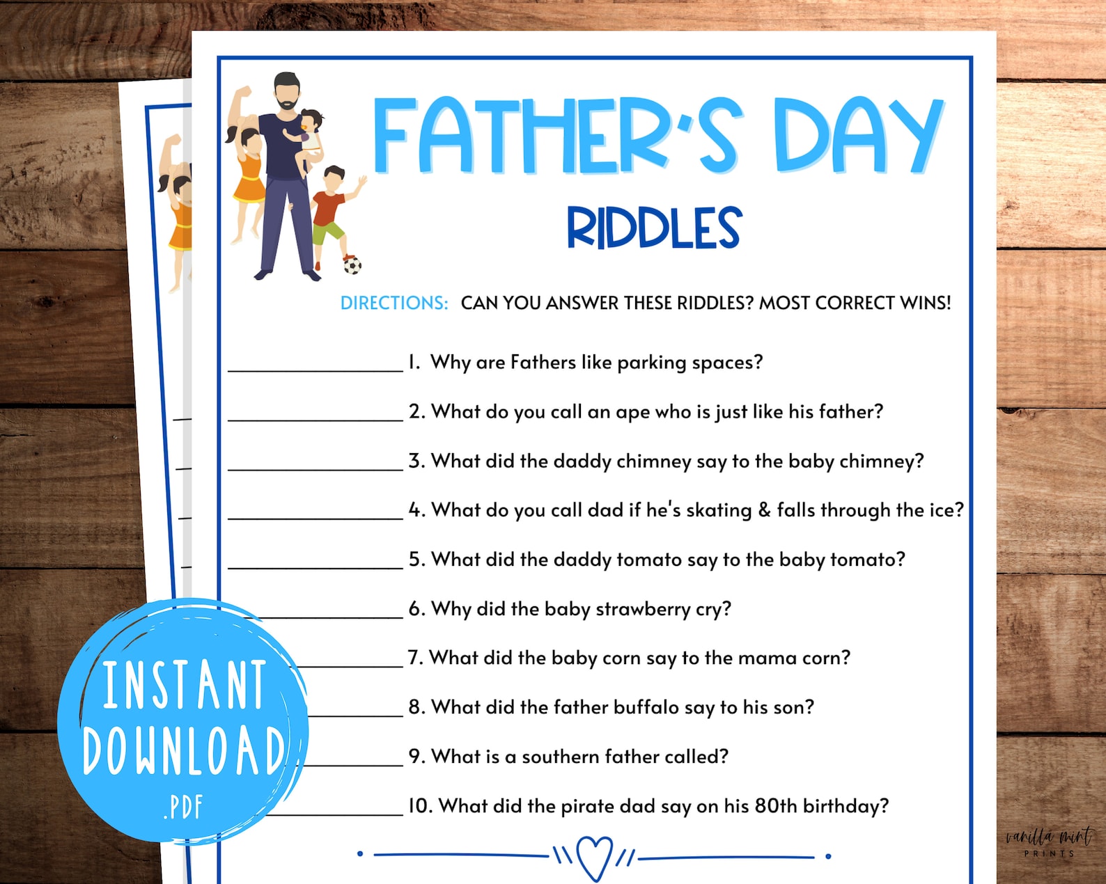 Father's Day Riddles Game Father's Day Games Games - Etsy