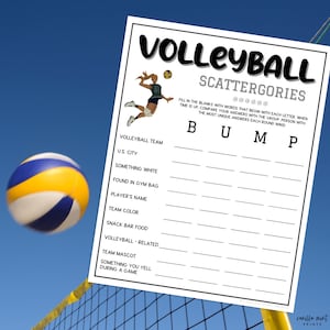 Volleyball Scattergories Game | Printable Volleyball Team Party Games ...