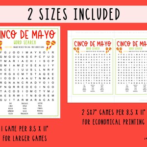 Cinco de Mayo Word Search Game Word Puzzle Mexican Party | Etsy