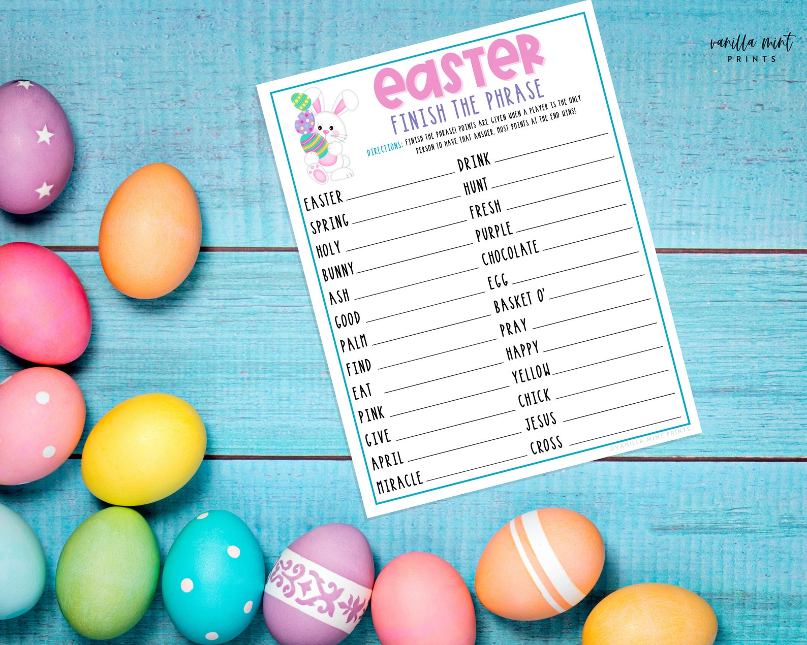 Easter Finish The Phrase Game Printable Easter Games Party | Etsy