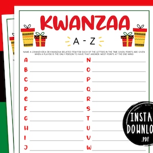 Kwanzaa A - Z | Printable Kwanzaa Party Games | Fun Activities for ...