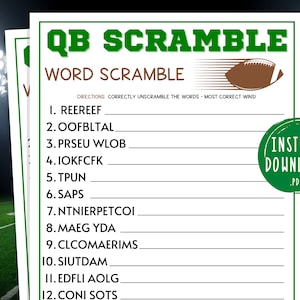 Football Word Scramble Game | Super Bowl Party Games | Printable ...