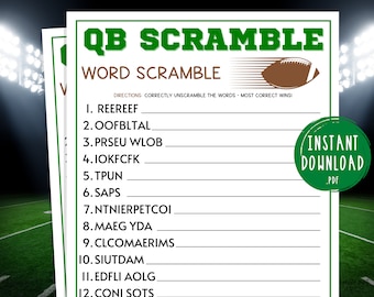 Football Game Word Scramble Football Party Game Super Bowl Sunday - Etsy