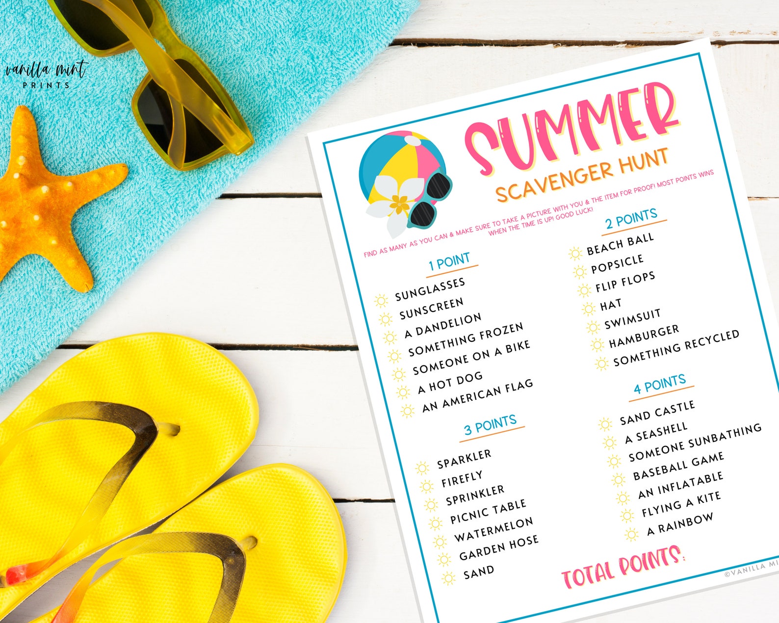 Summer Scavenger Hunt Game Printable Summertime Games - Etsy