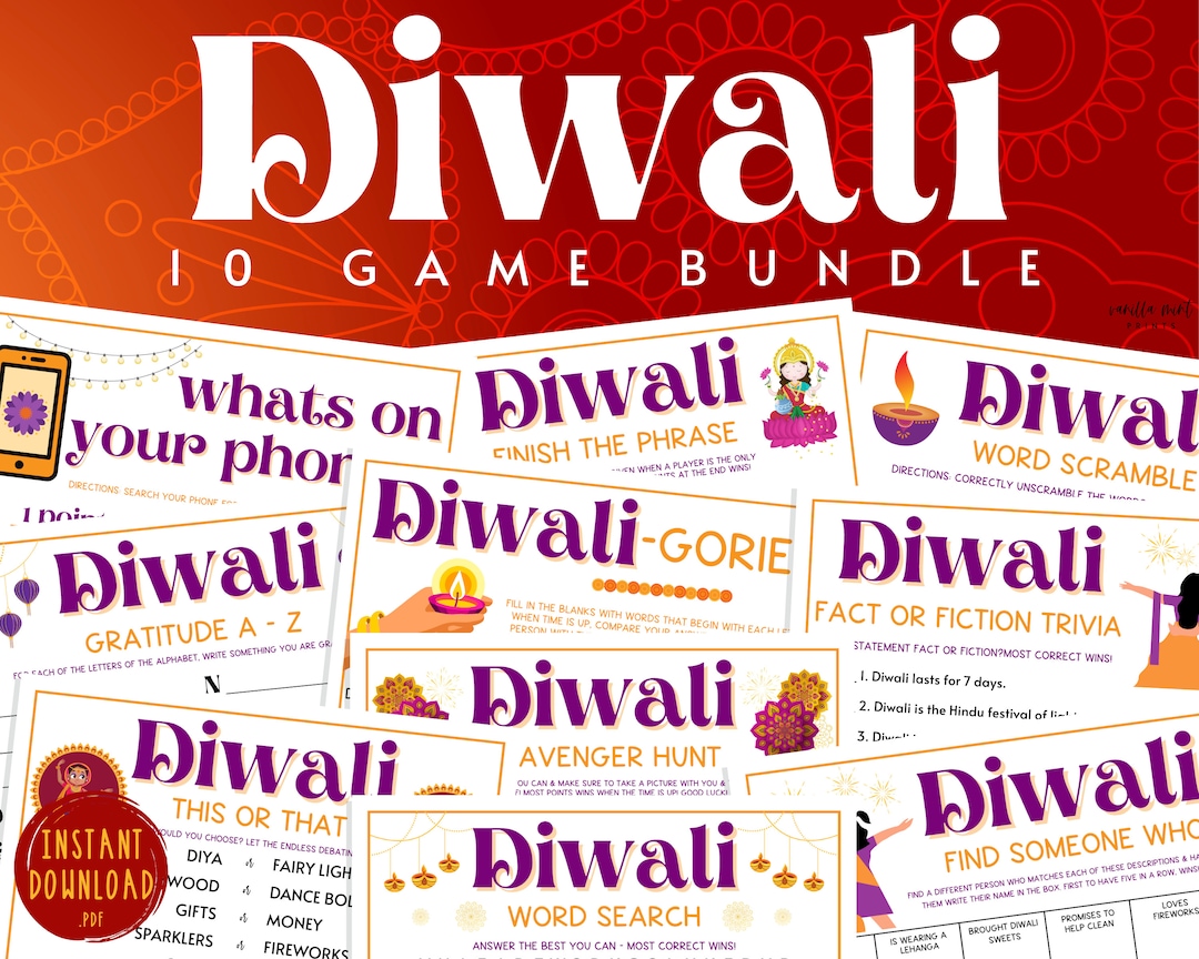 Diwali 10 Game BUNDLE | Printable Festival of Lights Party Games ...