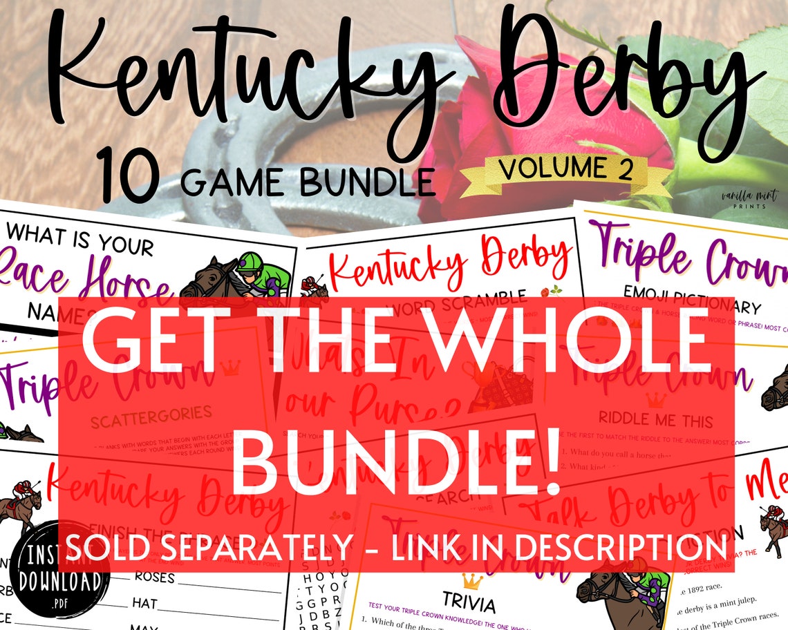 Kentucky Derby Word Search Game Triple Crown Party Games | Etsy