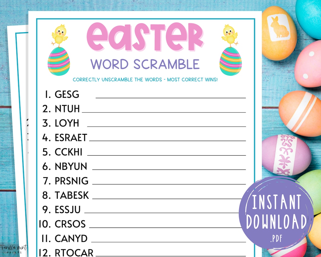 Easter Word Scramble Game | Printable Easter Games | Party Games ...