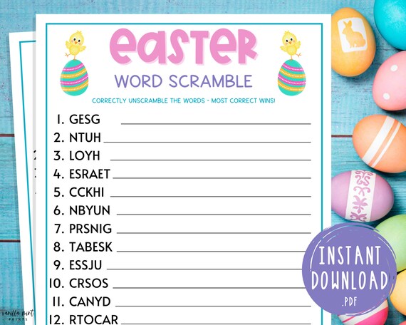 Easter Word Scramble Game Printable Easter Games Party | Etsy