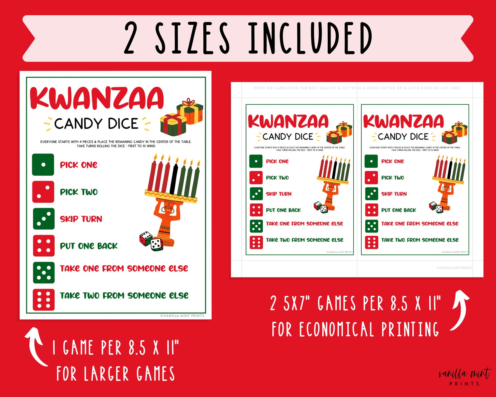 Kwanzaa Candy Dice Printable Kwanzaa Party Games Fun - Etsy