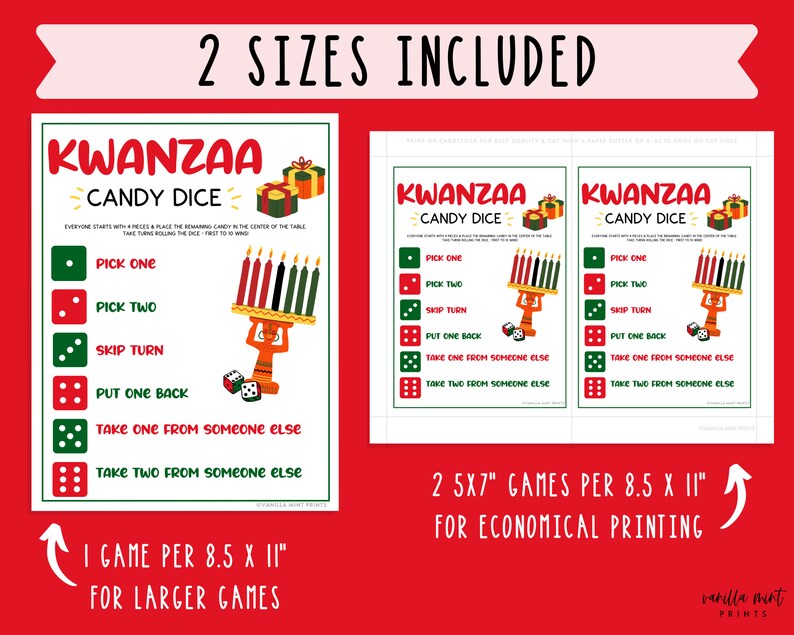 Kwanzaa Candy Dice Printable Kwanzaa Party Games Fun - Etsy