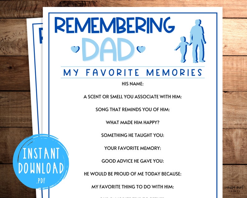 Remembering Dad Print Father's Day in Heaven Memories - Etsy