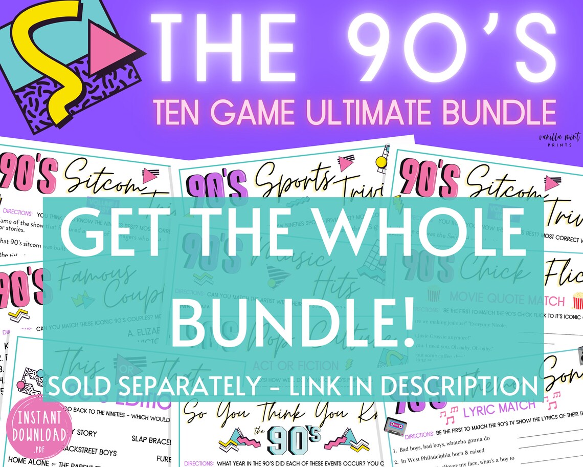 1990's Trivia 90s TV Sitcom Trivia EASY Nineties - Etsy