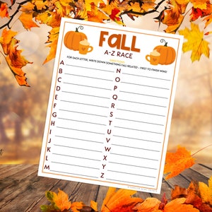 Fall A Z Race Game Printable Autumn Party Games Fall | Etsy