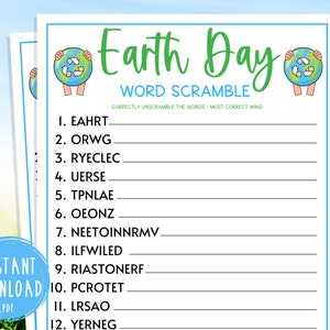 Earth Day Word Scramble Game | Fun Printable Spring Games ...