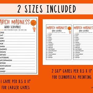 March Madness Word Scramble Game | Printable March Madness Party Games ...