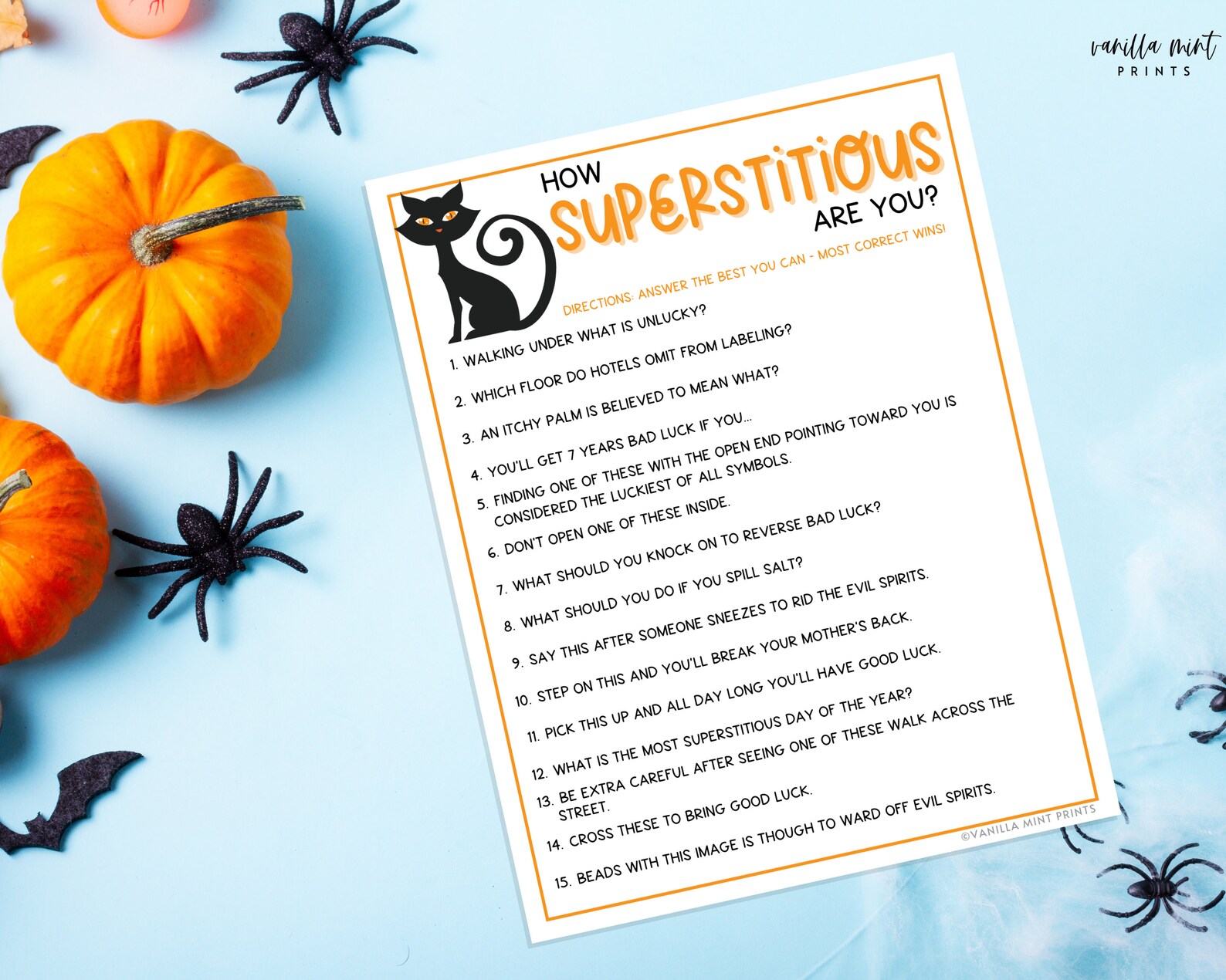 Halloween Superstitious Trivia Game Superstition Games How - Etsy