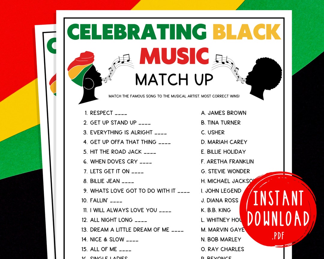 Black History Month Celebrating Black Music Match up Game | African ...