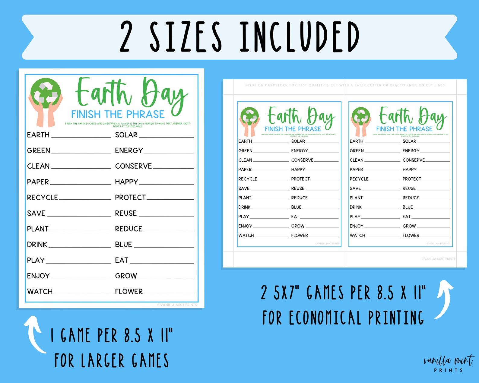 Earth Day Finish the Phrase Game Fun Printable Spring Games - Etsy