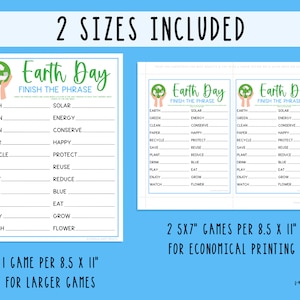 Earth Day Finish the Phrase Game | Fun Printable Spring Games ...