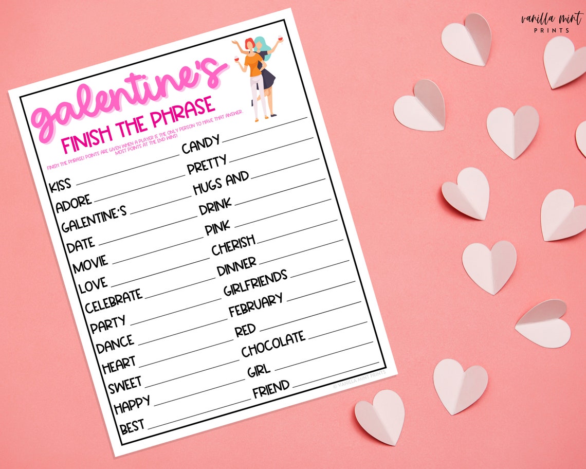 Galentine's Day Finish the Phrase Game Fun Party Games - Etsy