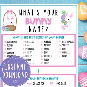 What's Your Bunny Name | Easter Name Game | Printable Easter Games ...