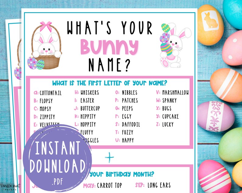 What's Your Bunny Name Easter Name Game Printable - Etsy