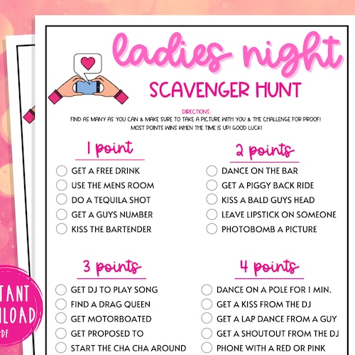 Ladies Night Scavenger Hunt Game Party Games Fun Girls - Etsy