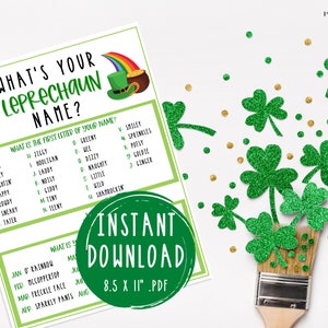 St. Patrick's Day What's Your Leprechaun Name Game | Printable Party ...