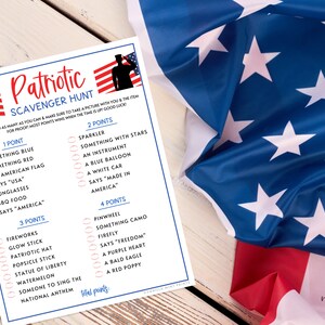Patriotic Scavenger Hunt Game | Printable Memorial Day Party Games ...