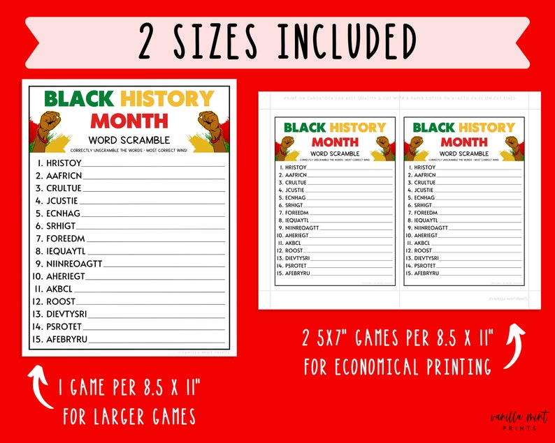 Black History Month Word Scramble Game African American - Etsy