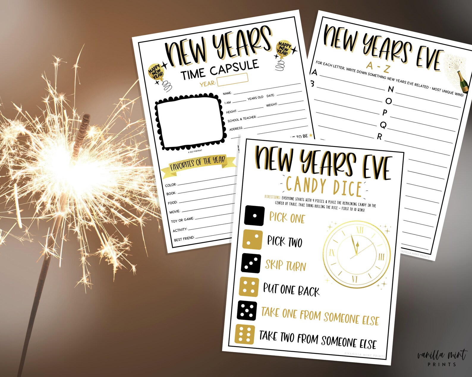 5 New Years Eve Kids Party Games BUNDLE Printable New Years - Etsy