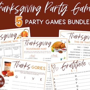 Thanksgiving Party Game BUNDLE | 5 Thanksgiving Printable Games ...