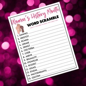 Women's History Month Word Scramble Game | Women Empowerment ...
